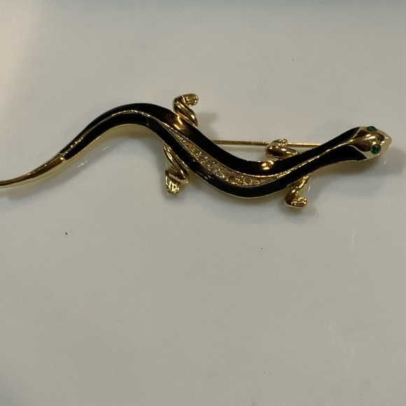 Jewelry | Brooch Pin Lizard Rhinestone Green Eyes Gold Tone Vintage N18 ...